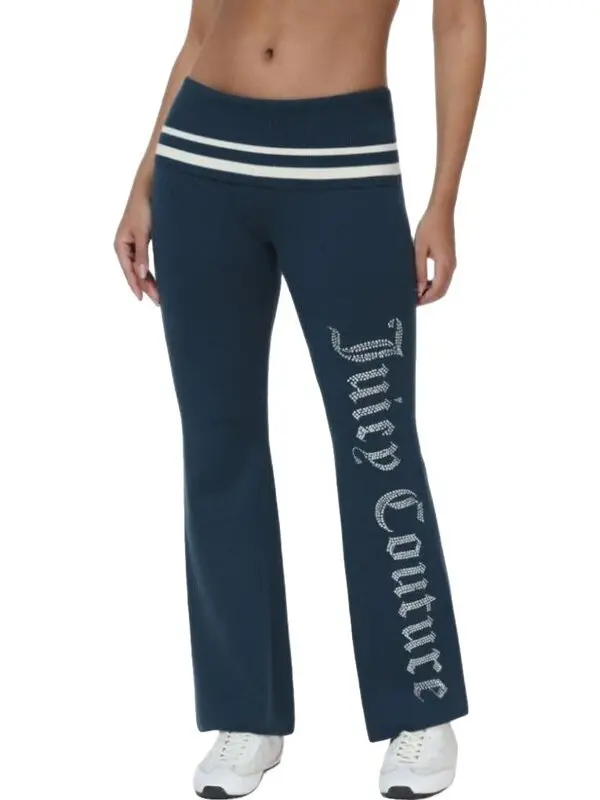 Juicy Couture Foldover Flare Knit Pants - Regal Blue