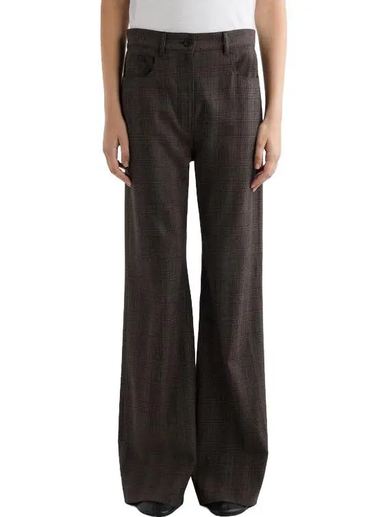 Acne Studios Wide Leg Wool Blend Pants - Brown/black