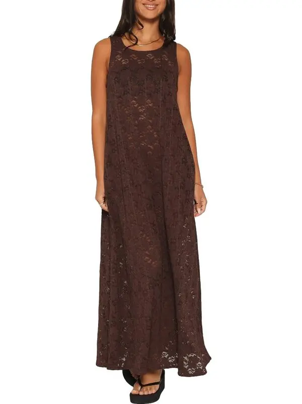 PETAL & PUP Jessy Lace Maxi Dress - Brown