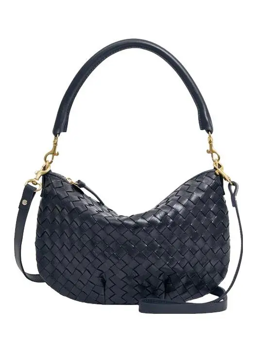 Clare V. Petit Moyen Woven Leather Messenger Bag - Twilight