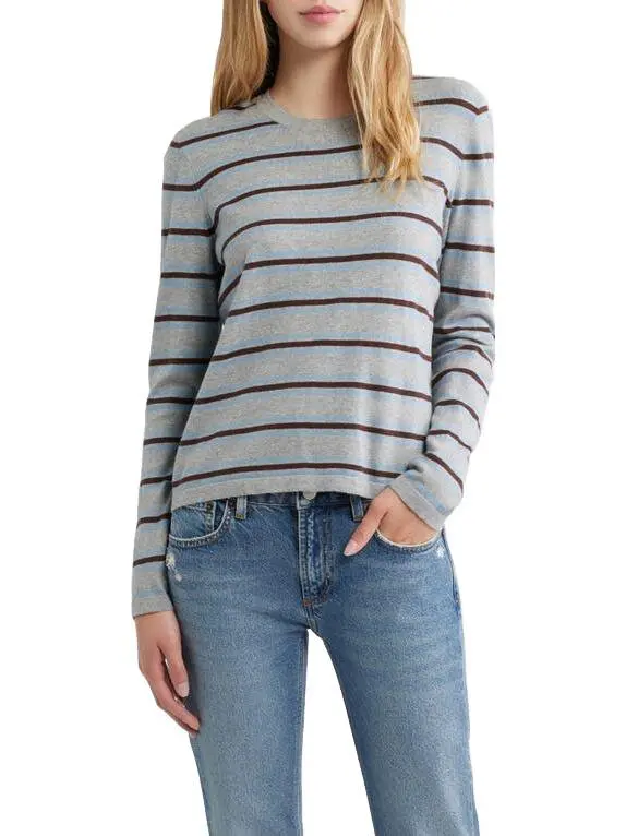 Rails Davie Stripe Cotton & Cashmere Sweater - Heather Sky