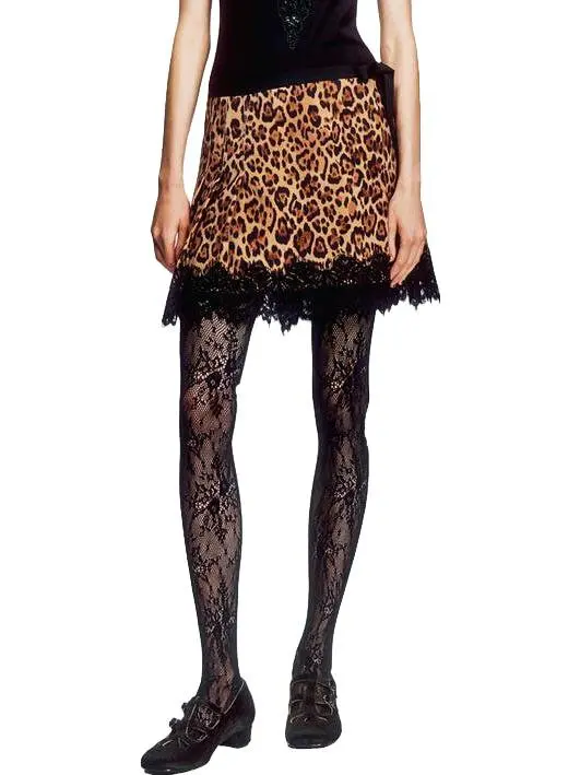 Anna Sui Leopard Denim Kilt - Honey Multi