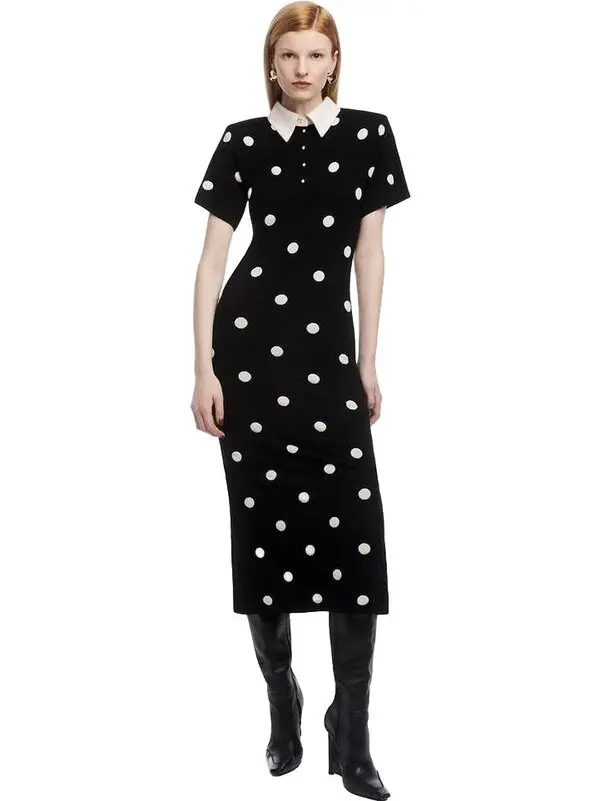 DODIEE Dodie's Devon Polka Dot Midi Dress - Black