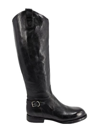 MADISON MAISON Leather Side Zip Knee High Boot - Black