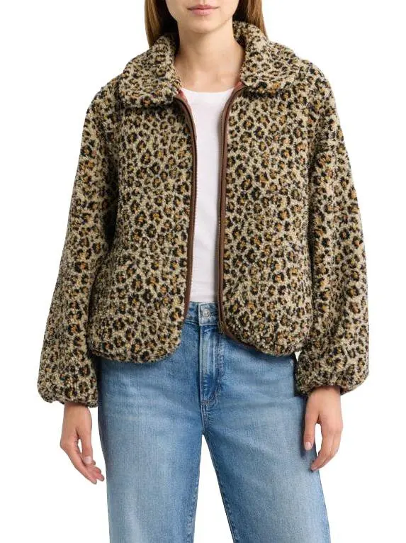 The Great. The Vail Leopard Print Fleece Jacket - Tan Leopard