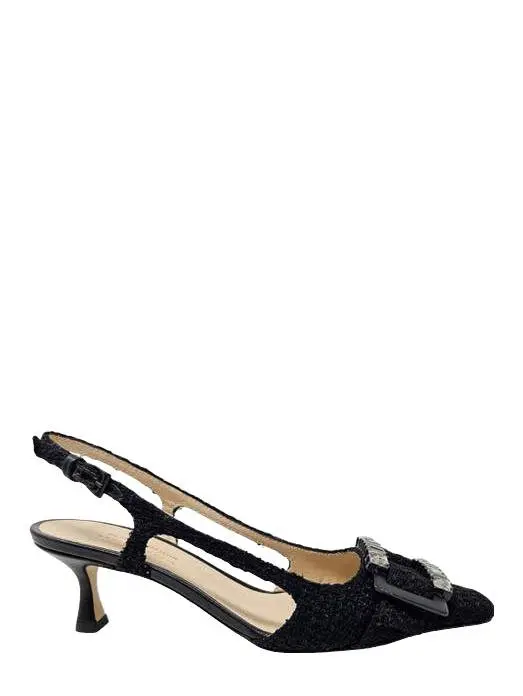 MADISON MAISON Crystal-embellished Buckle Slingback Pumps - Black