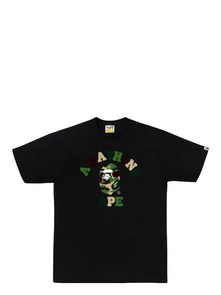 A BATHING APE Abc Camo College Green Camo T-shirt - Black
