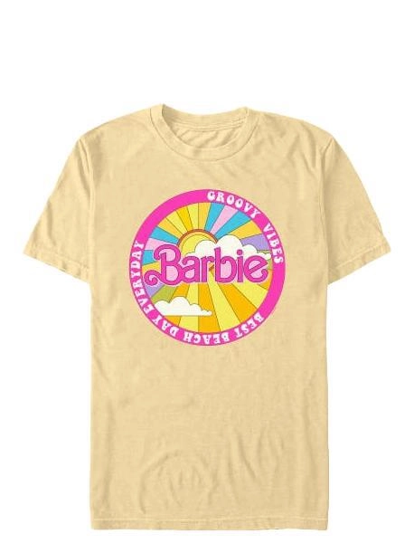 BARBIE Groovy Beach Day Vibes Short Sleeve Graphic T-shirt - Butter