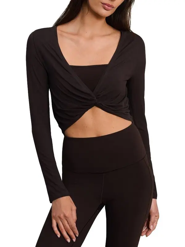 RHONE Featherweight Rib Twist Top - Dark Espresso