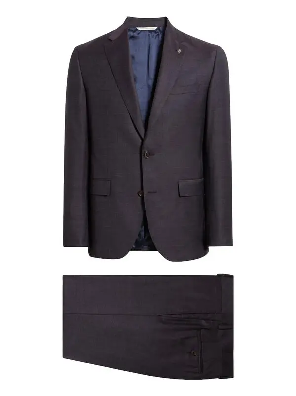 JACK VICTOR Esprit Contemporary Fit Dark Purple Mélange Super 130s Wool Suit - Dark Grape