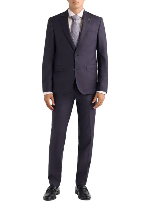 JACK VICTOR Esprit Contemporary Fit Dark Purple Mélange Super 130s Wool Suit - Dark Grape
