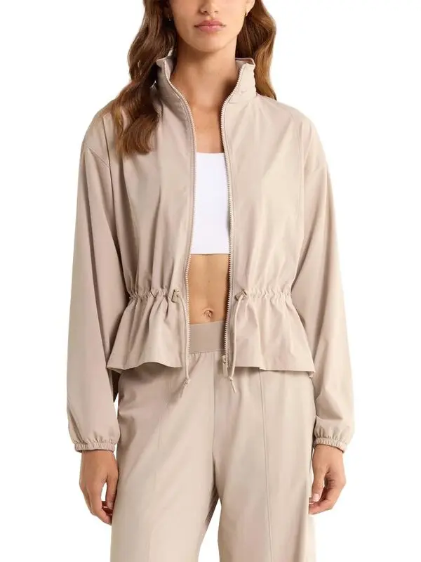 Zella Atlas Jacket With Hidden Hood - Tan Thread