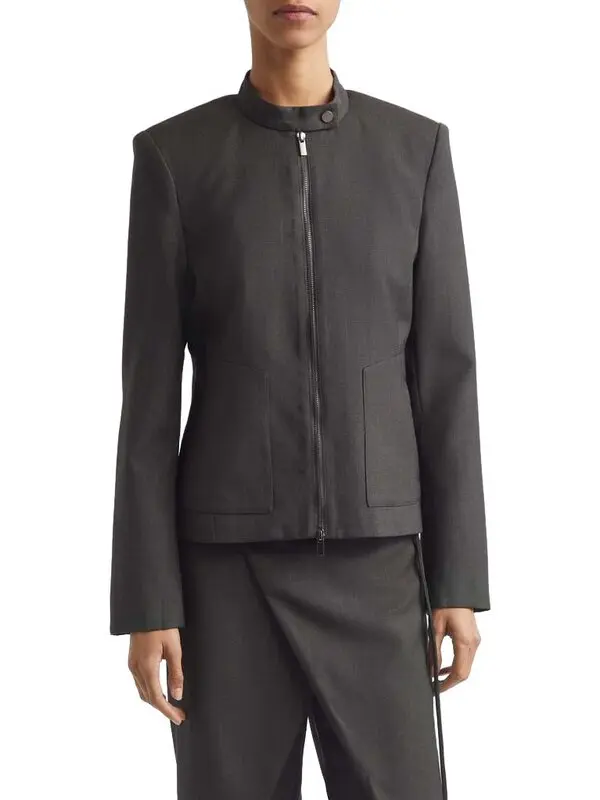 ST. AGNI Wool Blend Moto Jacket - Umber