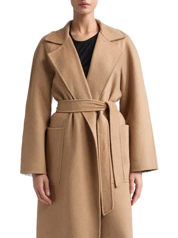 Max Mara Wool Tie Waist Coat - Camel