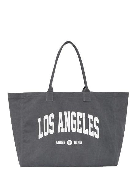 ANINE BING Leo Los Angeles University Canvas Tote - Washed Grey