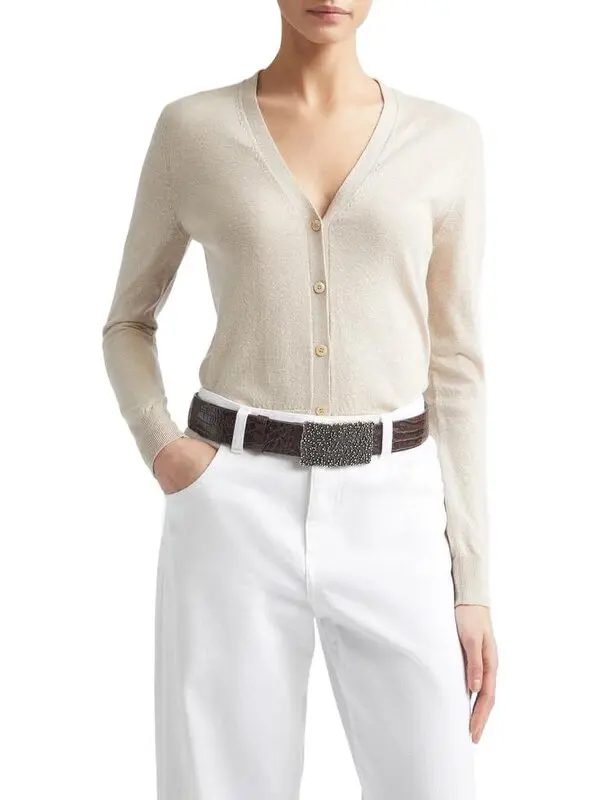 Eleventy V-neck Cardigan - Sand
