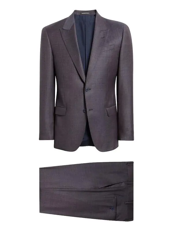 Emporio Armani G-line Purple Mélange Peak Lapel Virgin Wool Suit - Medium Purple