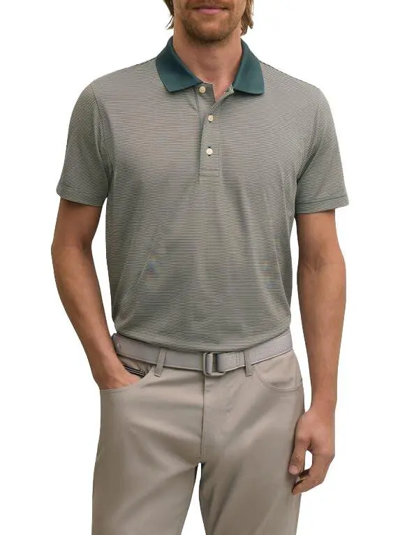 Brooks Brothers Micro Stripe Performance Polo - Gray/green