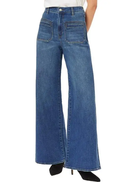 Habitual Emerson Patch Pocket High Waist Relaxed Flare Jeans - Bay