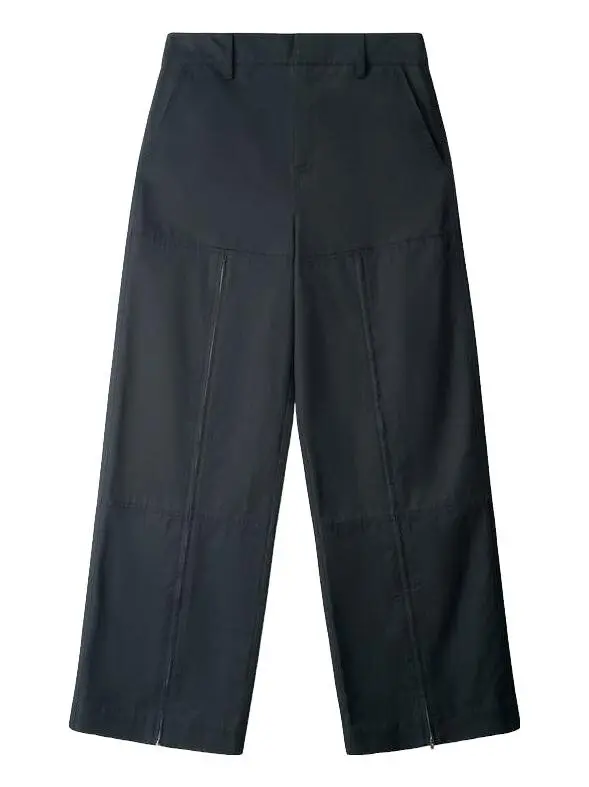 Staud Miller Cotton Wide Leg Pants - Black