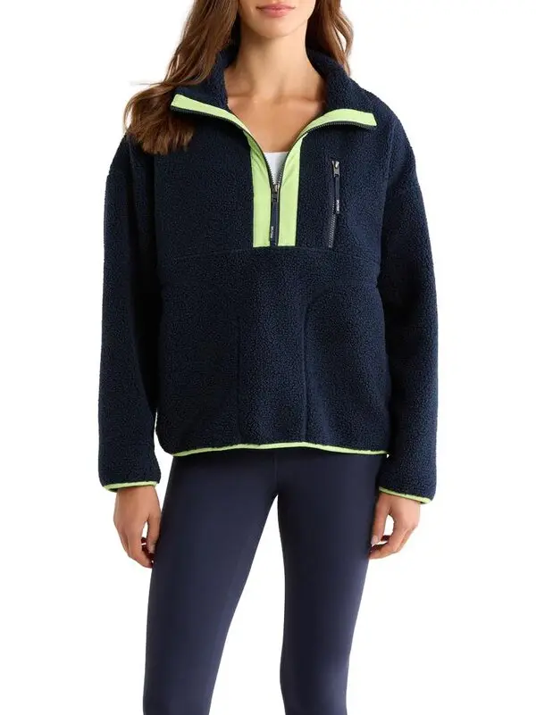 Splits59 Reese Half-zip Fleece Pullover - Indigo/limeade