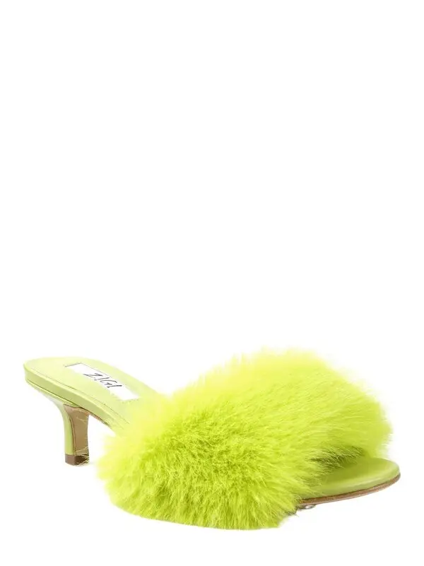 ZIGI Faux Fur Kitten Heel Sandal - Light Green