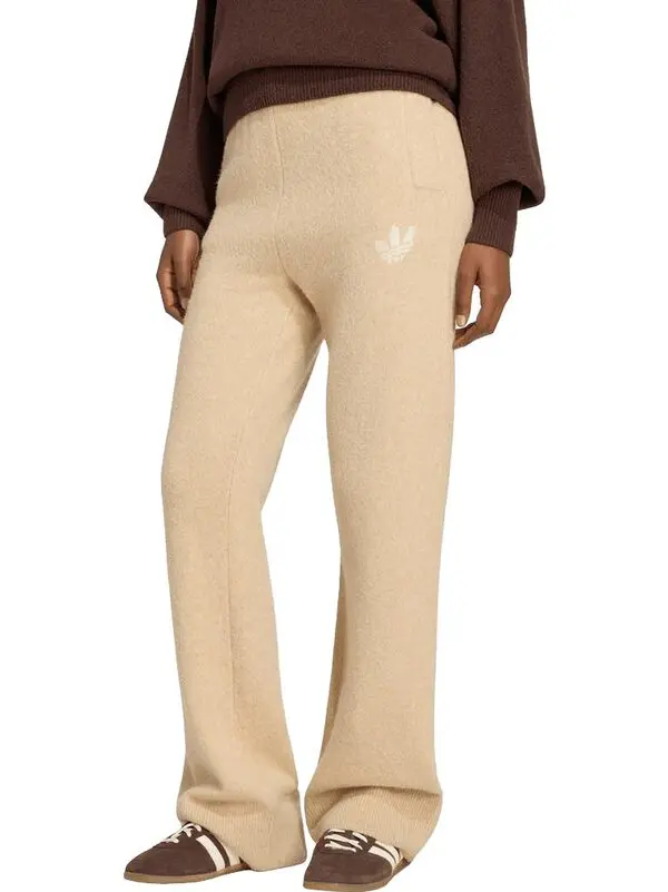 Adidas Wide Leg Knit Lounge Pants - Khaki Three