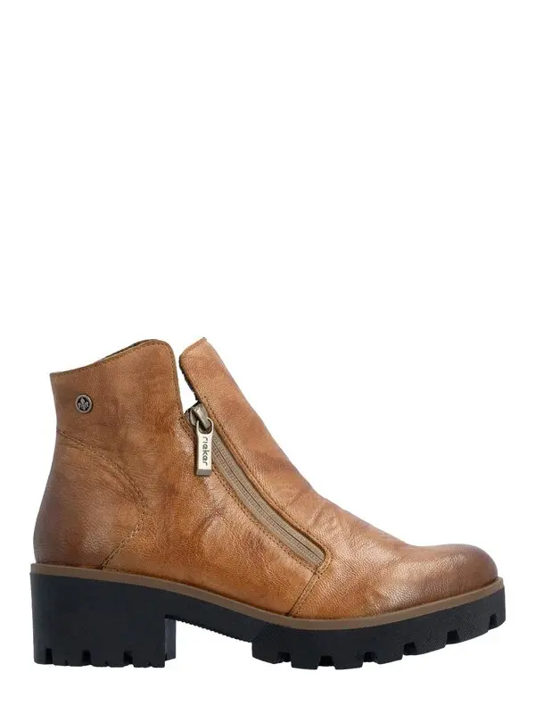 RIEKER Amalia 54 Leather Bootie - Cuoio