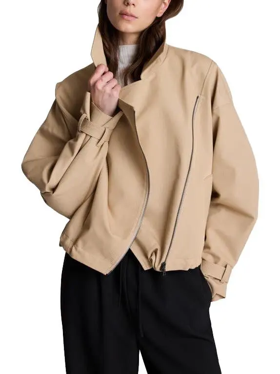 KENNETH COLE Boxy Moto Trench Jacket - Farro