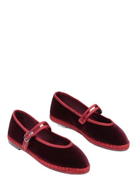 FLABELUS Pierre Mary Jane Velvet Flats - Vino