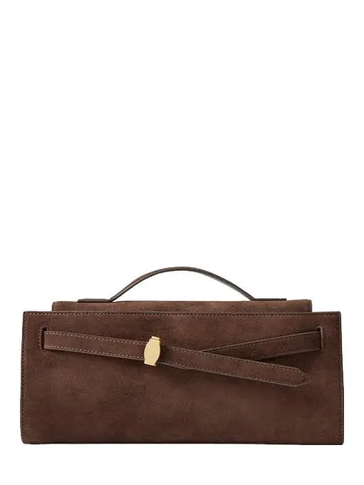 Veronica Beard Dash Suede Clutch - Espresso