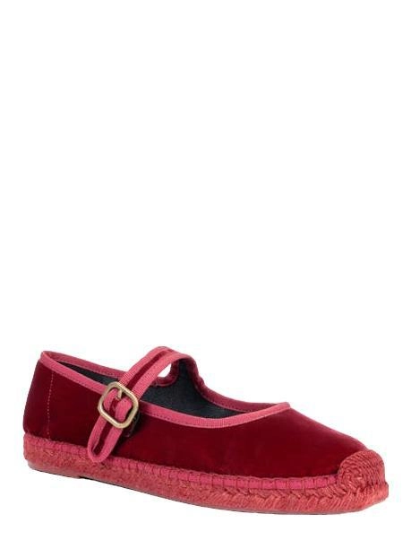 Penelope Chilvers Flora Velvet Mary Jane Espadrille - Moroccan Red