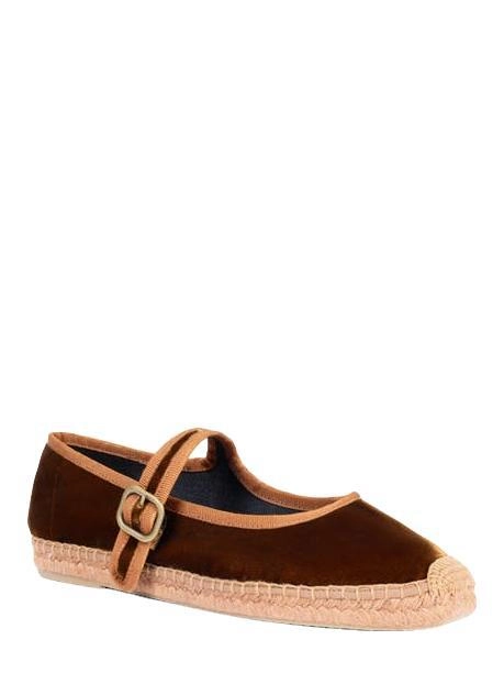 Penelope Chilvers Flora Velvet Mary Jane Espadrille - Tan