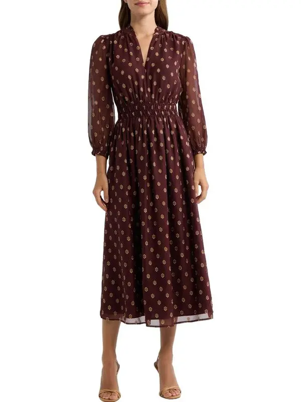 Anne Klein Ruffle Neck Midi Dress - Bolaro