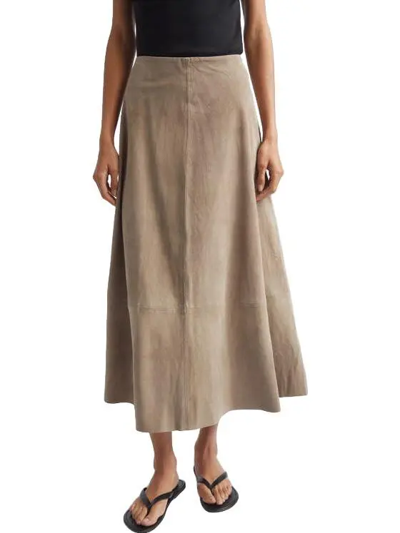 ST. AGNI Suede Circle Midi Skirt - Earth