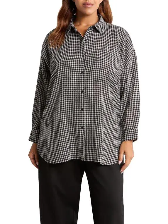 Eileen Fisher Classic Collar Long Shirt - Black