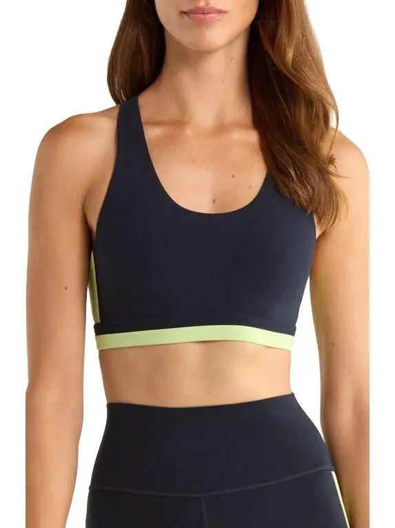 Splits59 Maci Airweight™ Colorblocked Sports Bra - Indigo/limeade