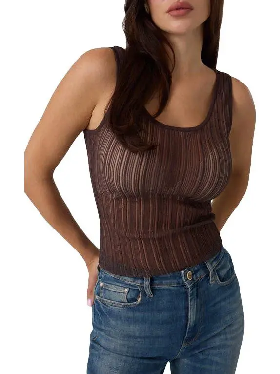 Guess Audrey Sheer Lurex Tank Top - F14k-dark