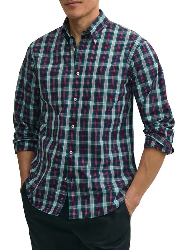Brooks Brothers Cotton Poplin Button-down Shirt - Hydrangeanavyplaid