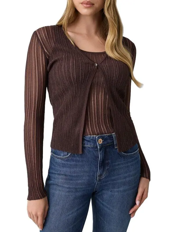 Guess Audrey Sheer Cardigan - F14k-dark