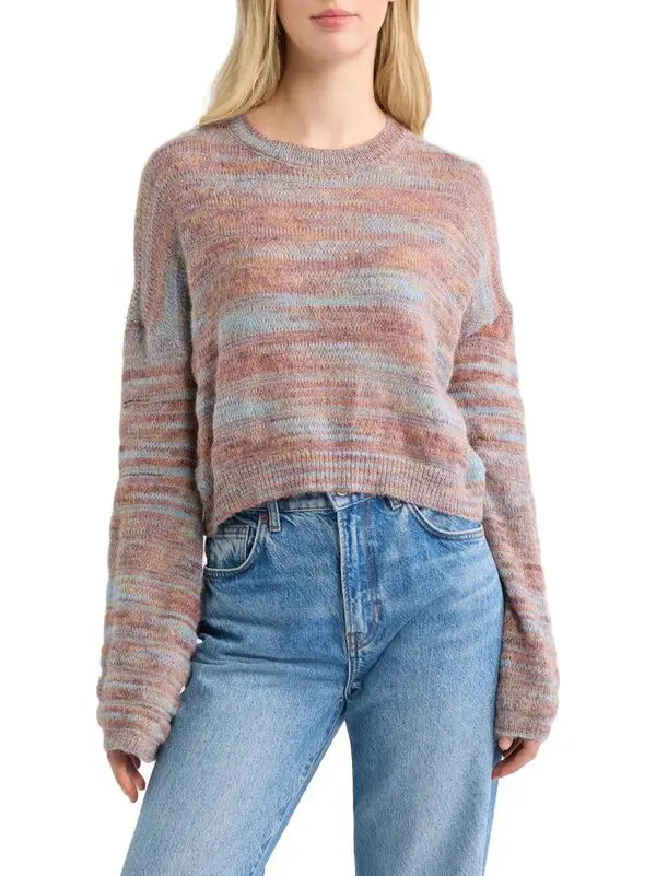 24COLOURS Melange Crop Sweater - Blue