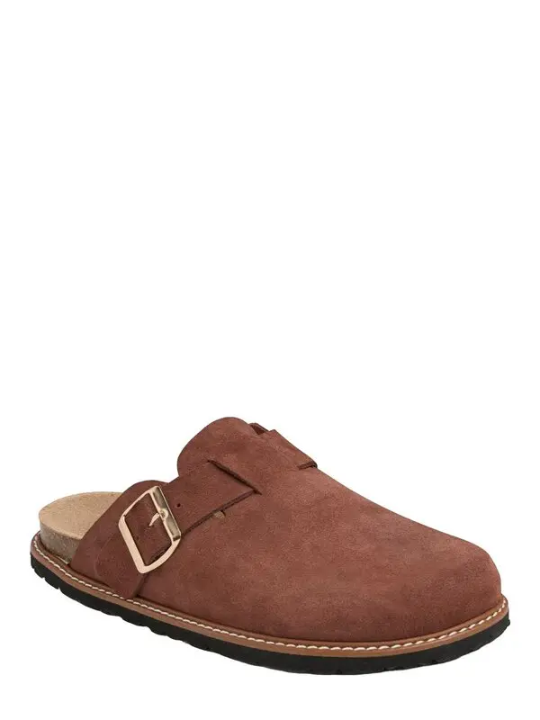 CELTIC & CO. Welt Detail Clog With Buckled Strap - Brown Rust