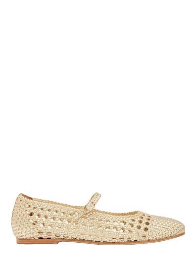 MI/MAI Ariana Woven Ballet Flats - Gold