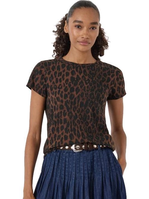 HUSH Printed Slim Fit Slub T-shirt - Soft Leopard