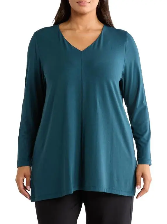 Eileen Fisher V-neck Tunic Top With Dropped Shoulders - Alpine