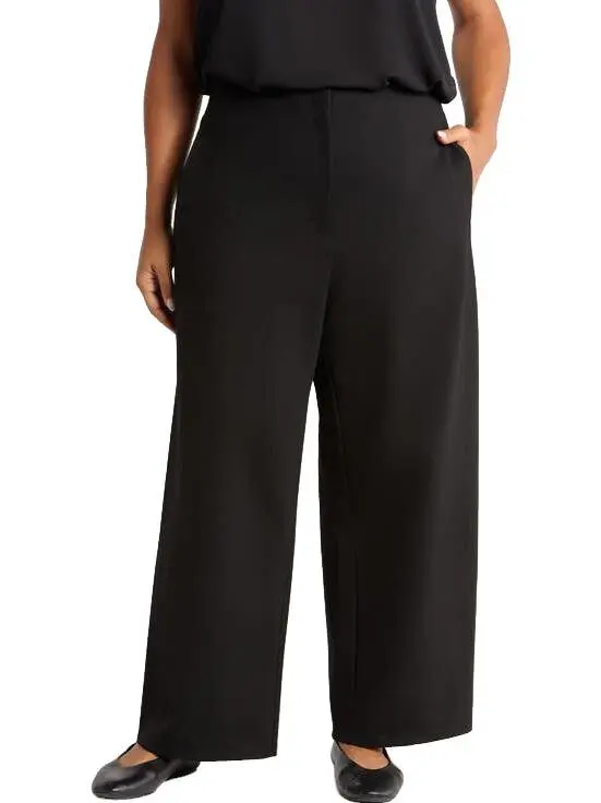 Eileen Fisher Roomy Wide Leg Ankle Pants - Black