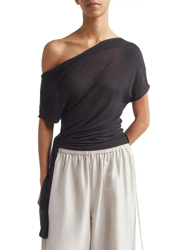 ST. AGNI Off The Shoulder Jersey Top - Charcoal