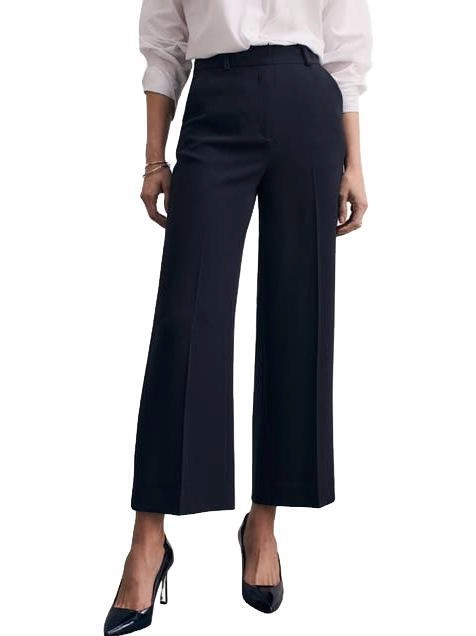 The Fold Clever Crepe Adelaide Cropped Trousers - Navy