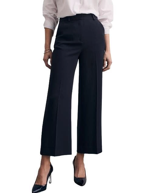 The Fold Clever Crepe Adelaide Cropped Trousers - Navy
