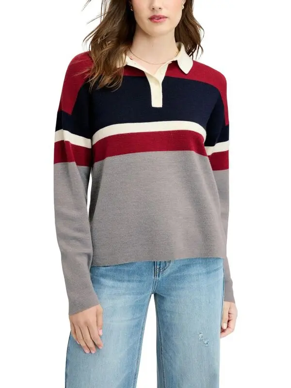 Sam Edelman Oversized Polo Sweater - Cranberry